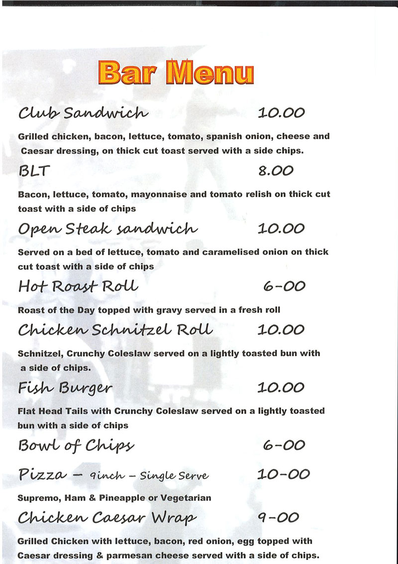 new-bar-menu-2017 - Maryborough Golf Club Lawn Bowls & Bistro