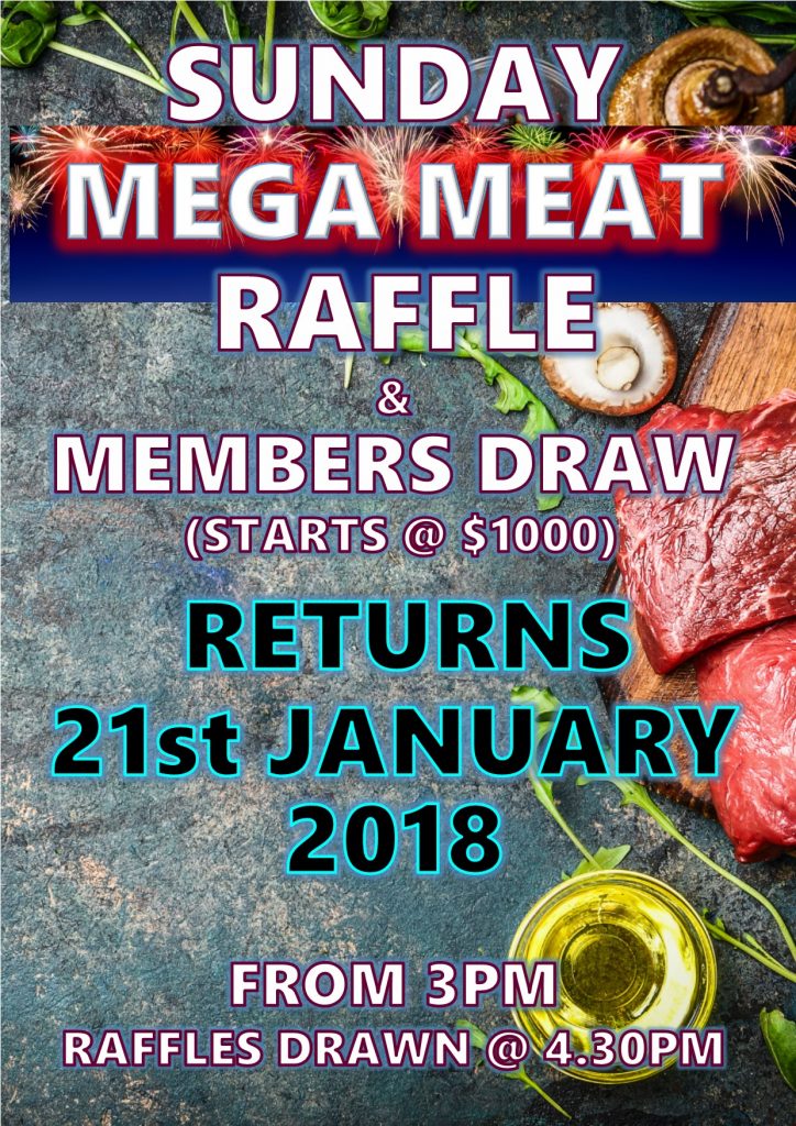 sunday-mega-meat-raffle-jan-2018- Maryborough Golf Club Lawn Bowls & Bistro