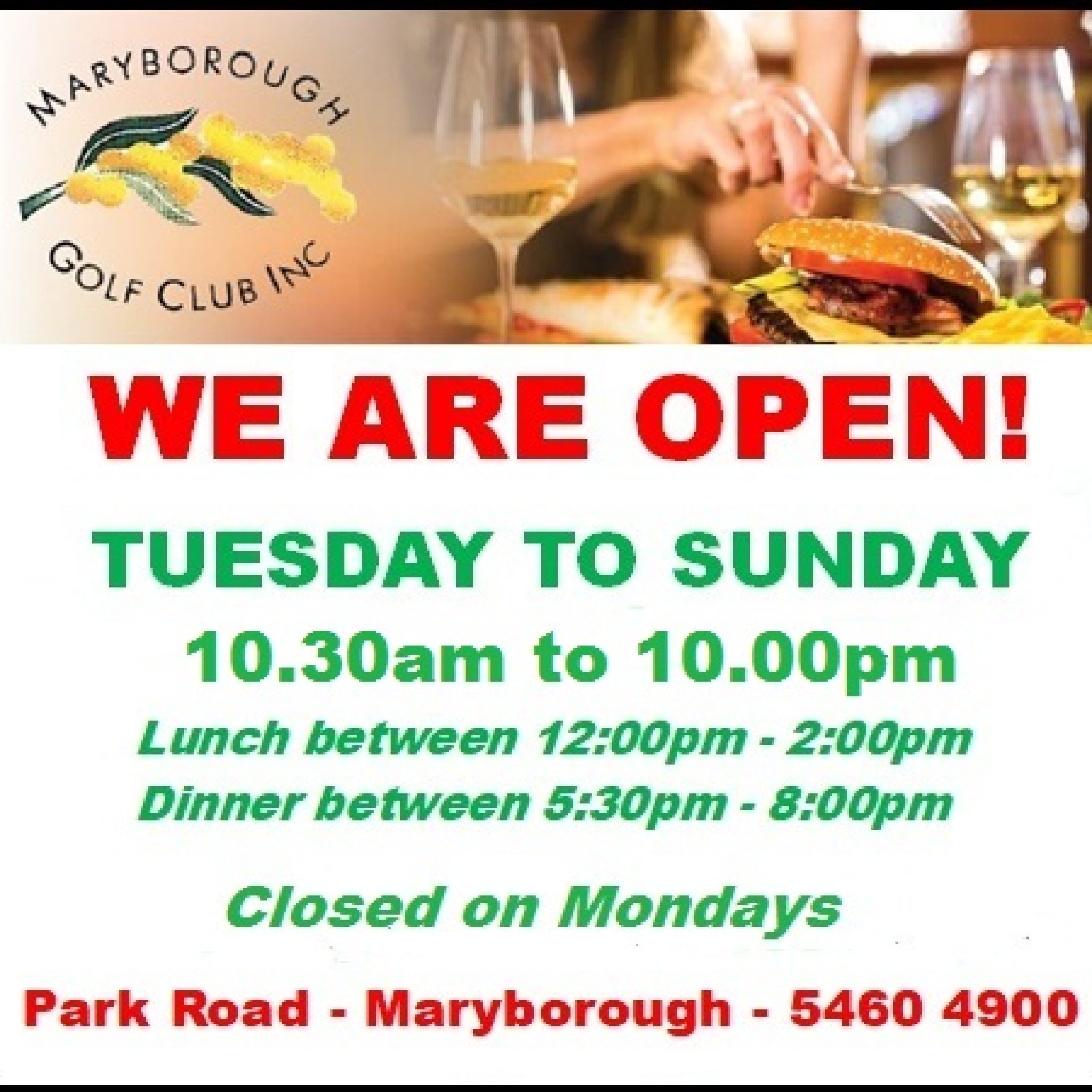club-open - Maryborough Golf Club Lawn Bowls & Bistro
