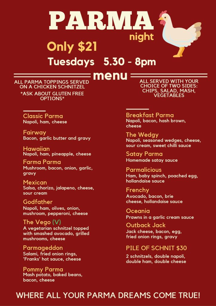 parma-menu-march-2023 - Maryborough Golf Club Lawn Bowls & Bistro